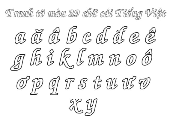 Trọn Bộ Tranh Tô Màu 29 Chữ Cái Tiếng Việt Cho Bé Tập Tô Màu