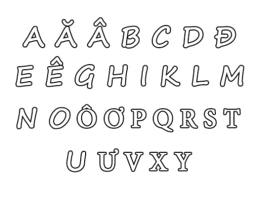 Trọn Bộ Tranh Tô Màu 29 Chữ Cái Tiếng Việt Cho Bé Tập Tô Màu