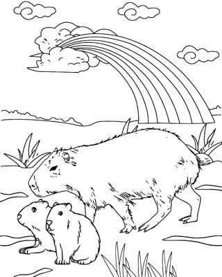 Tuyển chọn những tranh tô màu Capybara cute, dễ thương cho bé