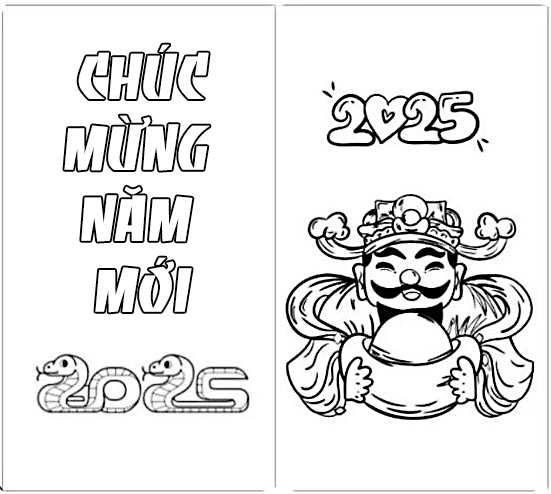 Tuyển tập mẫu tranh tô màu Lì Xì tết 2025 cực đẹp