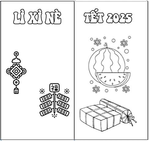 Tuyển tập mẫu tranh tô màu Lì Xì tết 2025 cực đẹp